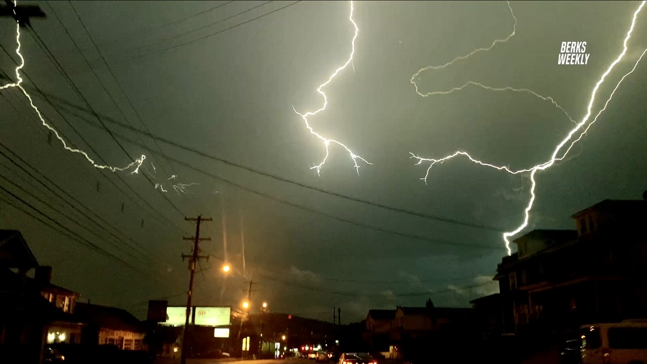 Video: Lightning Streaks Across the Sky above Shillington