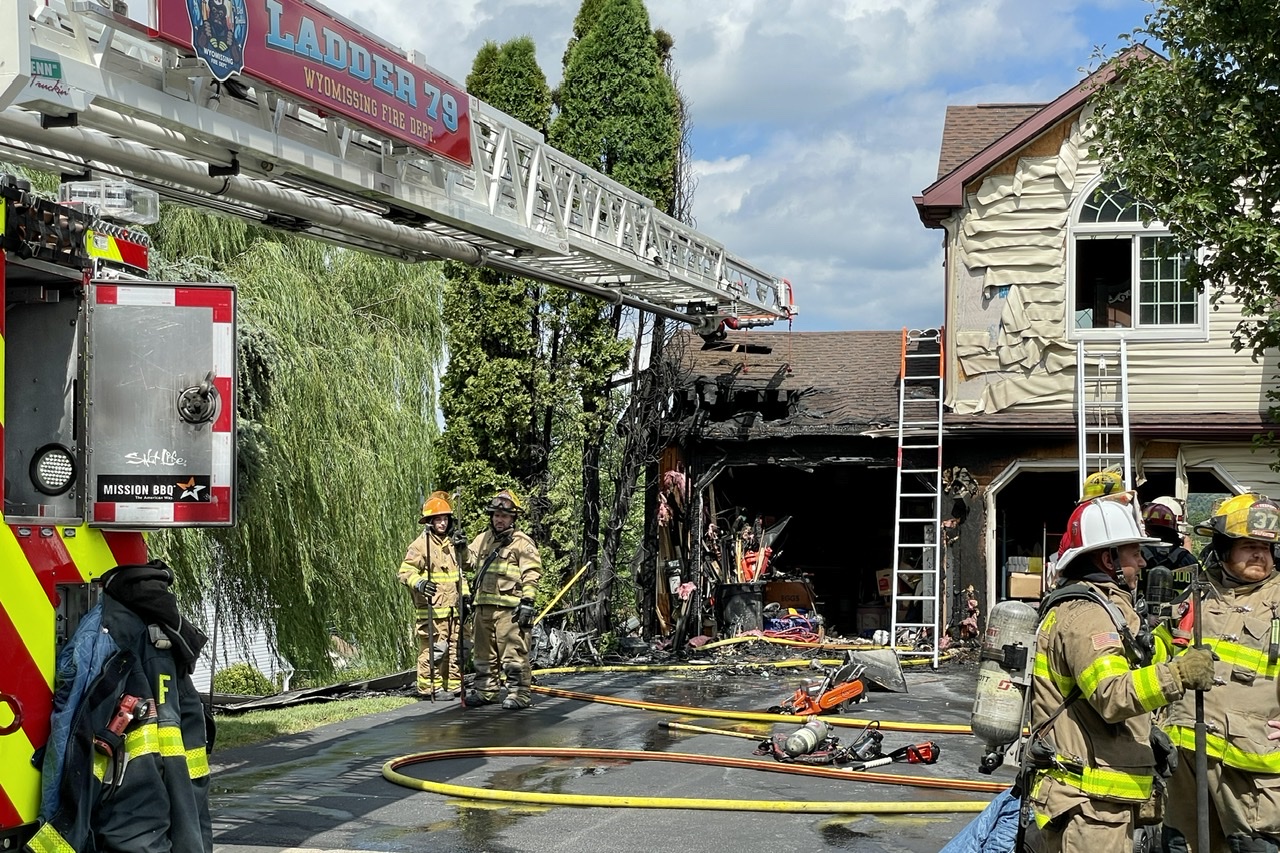 2 transported to hospital after garage fire in Muhlenberg Township