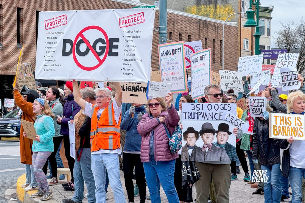Hundreds rally in Reading as part of nationwide ‘Hands Off’ protest